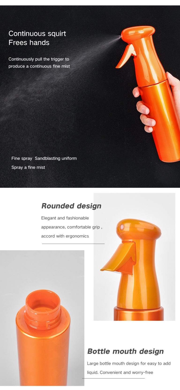 200ml 250ml 360ml 500ml Empty PET High-end Continuous Spray Bottle ...